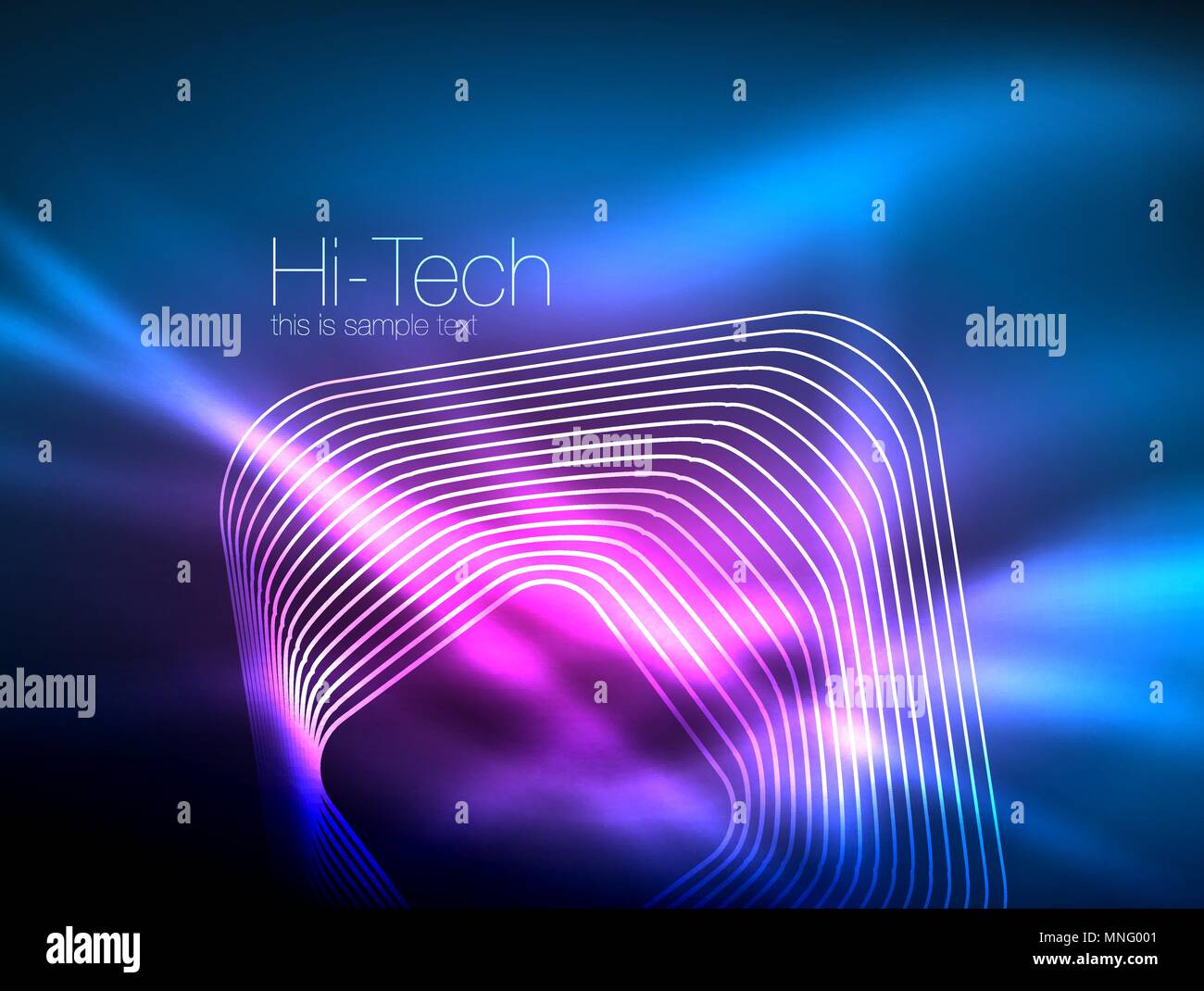 Neon glowing outline squares in dark. Neon glowing outline squares in ...