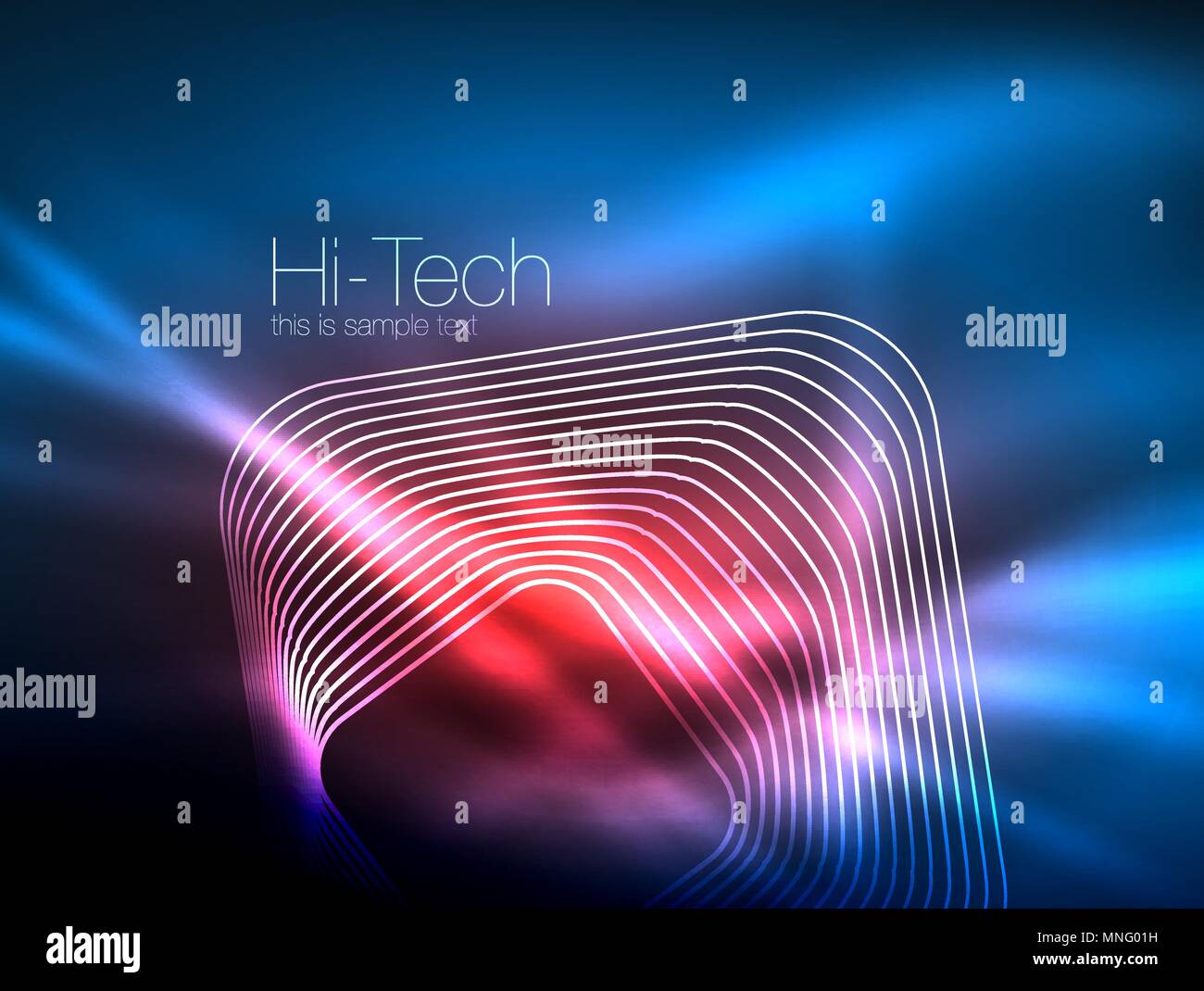 Neon glowing outline squares in dark. Neon glowing outline squares in ...