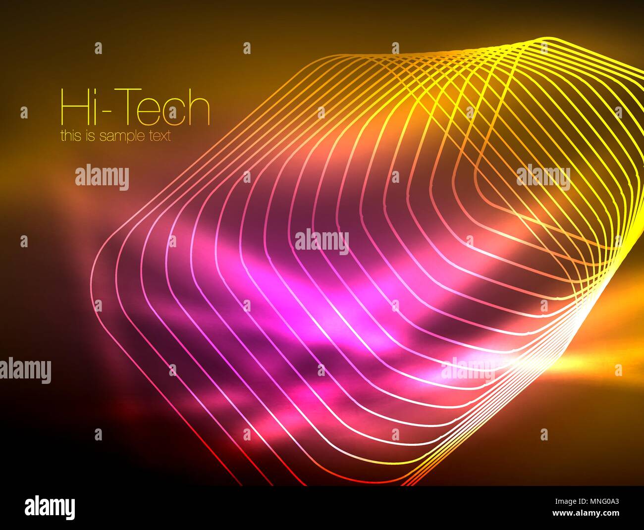 Neon glowing outline squares in dark. Neon glowing outline squares in ...