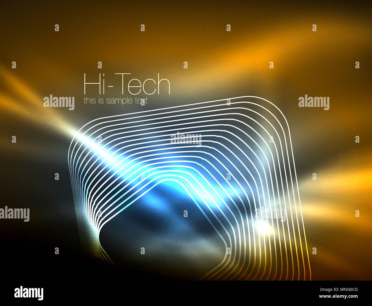 Neon glowing outline squares in dark. Neon glowing outline squares in ...