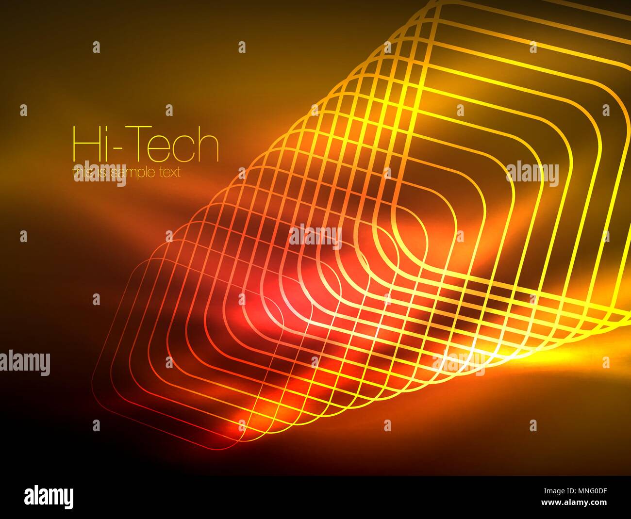 Neon glowing outline squares in dark. Neon glowing outline squares in ...