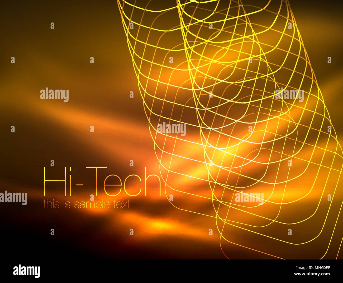 Neon glowing outline squares in dark. Neon glowing outline squares in ...