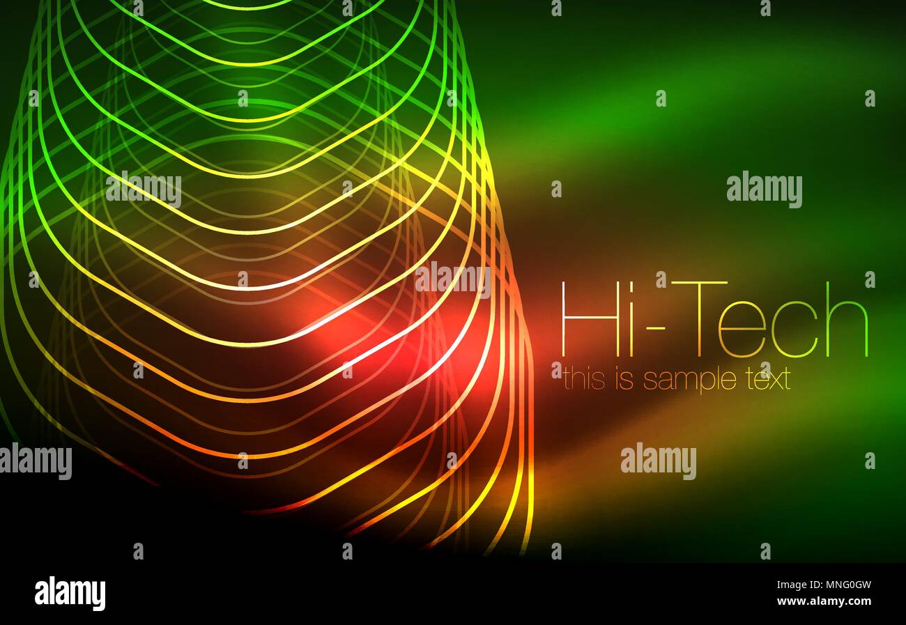 Outline hexagons, glowing geometric shapes, digital techno abstract ...