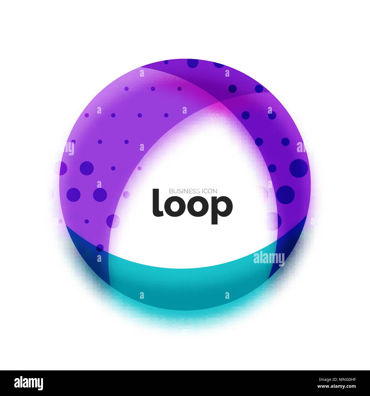 Loop circle business icon, created with glass transparent color shapes ...