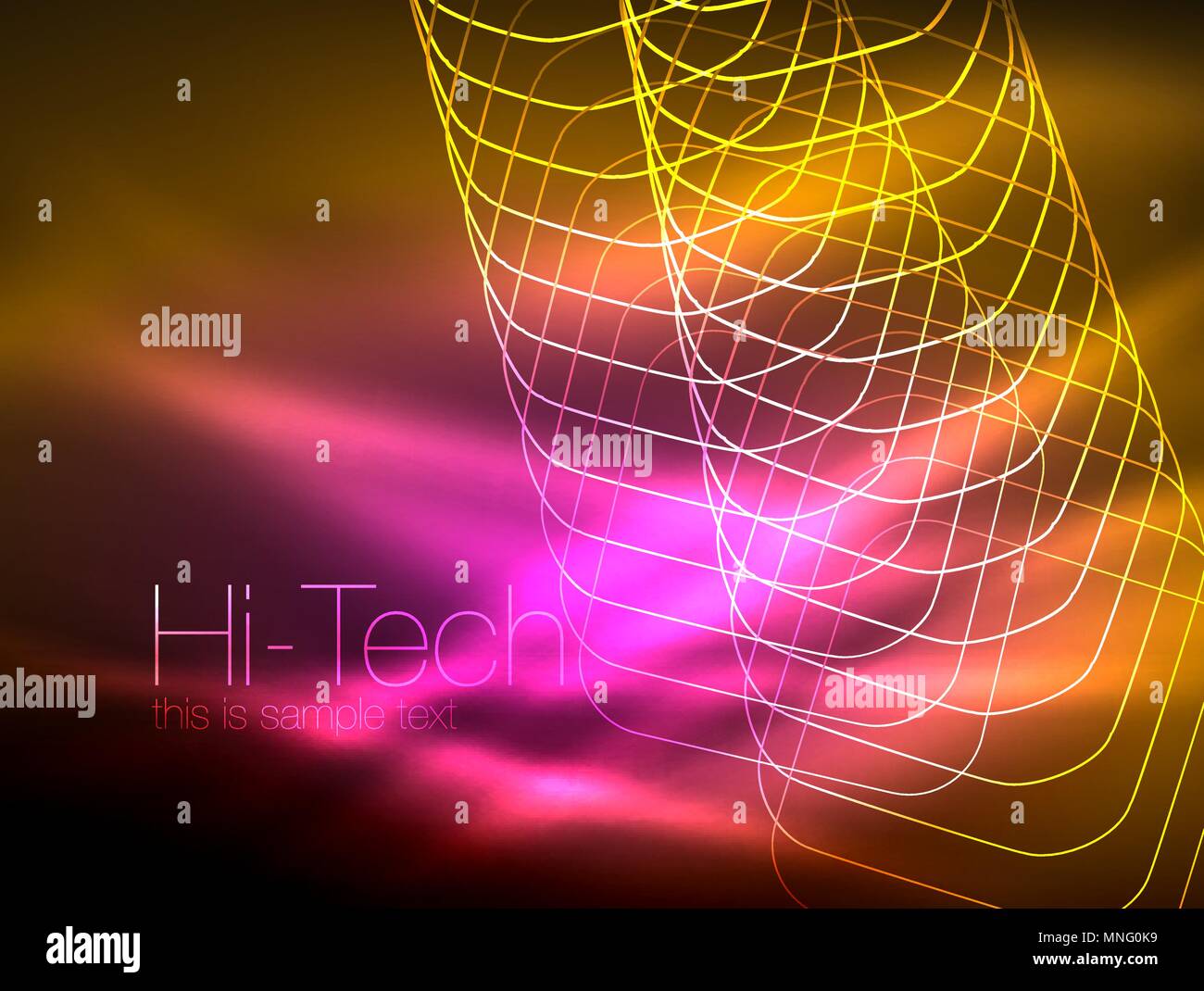 Neon glowing outline squares in dark. Neon glowing outline squares in ...