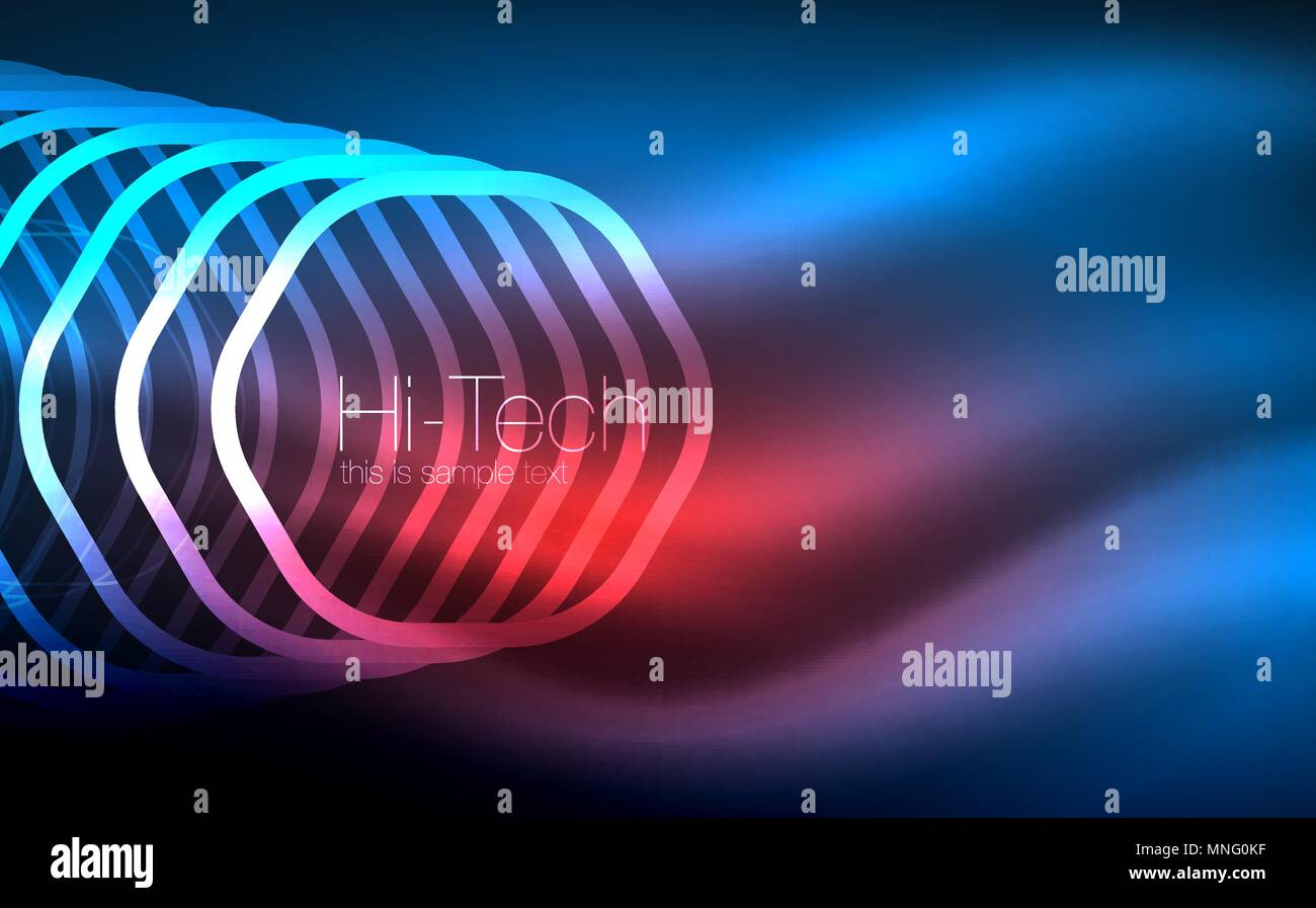 Outline hexagons, glowing geometric shapes, digital techno abstract ...