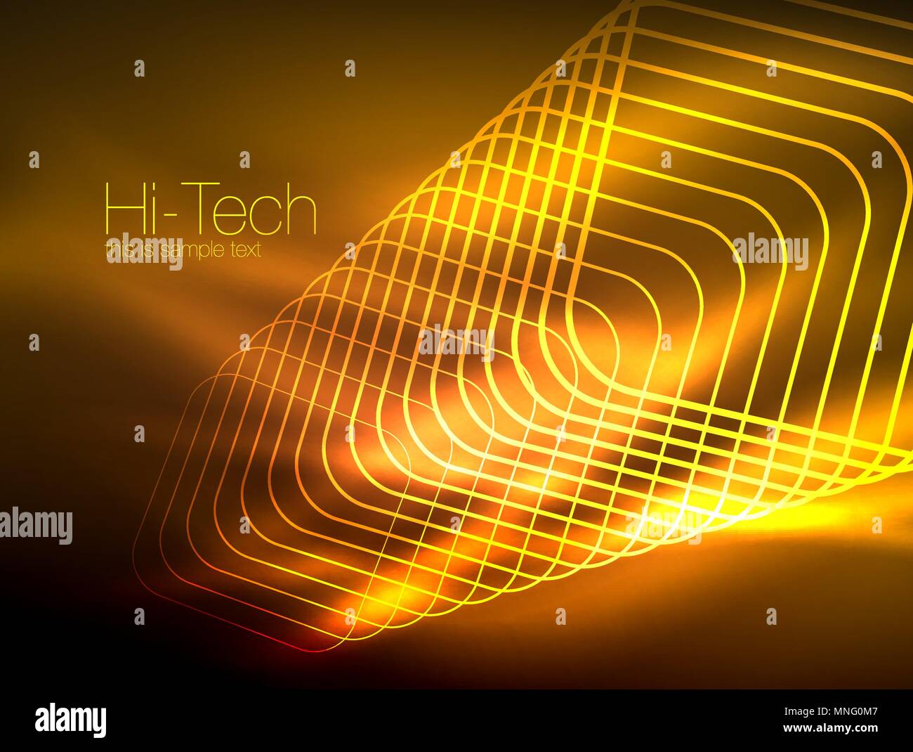 Neon glowing outline squares in dark. Neon glowing outline squares in ...
