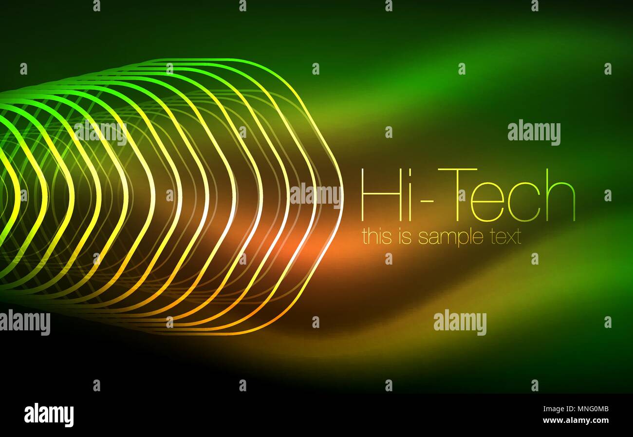 Outline hexagons, glowing geometric shapes, digital techno abstract ...