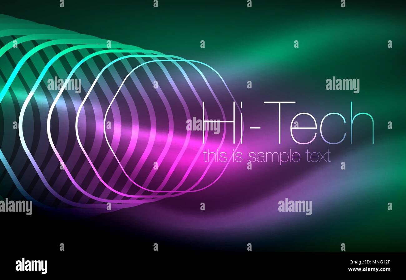 Outline hexagons, glowing geometric shapes, digital techno abstract ...