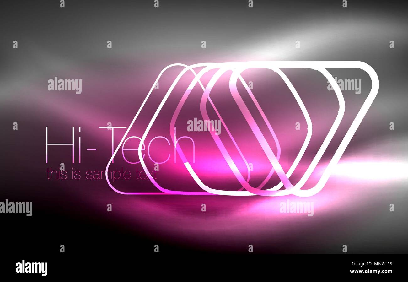 Glowing vector triangle geometric shapes in dark space. Glowing vector ...