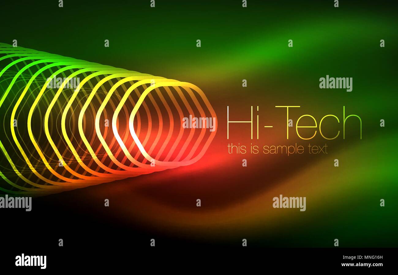 Outline hexagons, glowing geometric shapes, digital techno abstract ...
