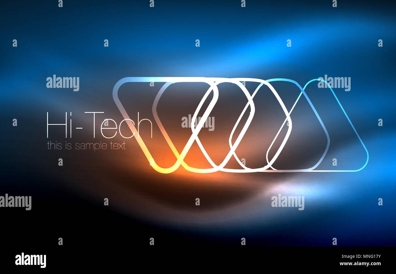 Glowing vector triangle geometric shapes in dark space. Glowing vector ...