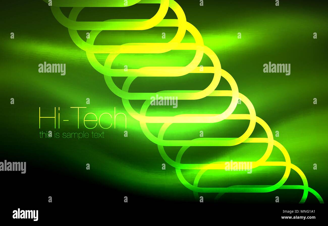 Glowing ellipses dark background, waves and swirl, neon light effect ...