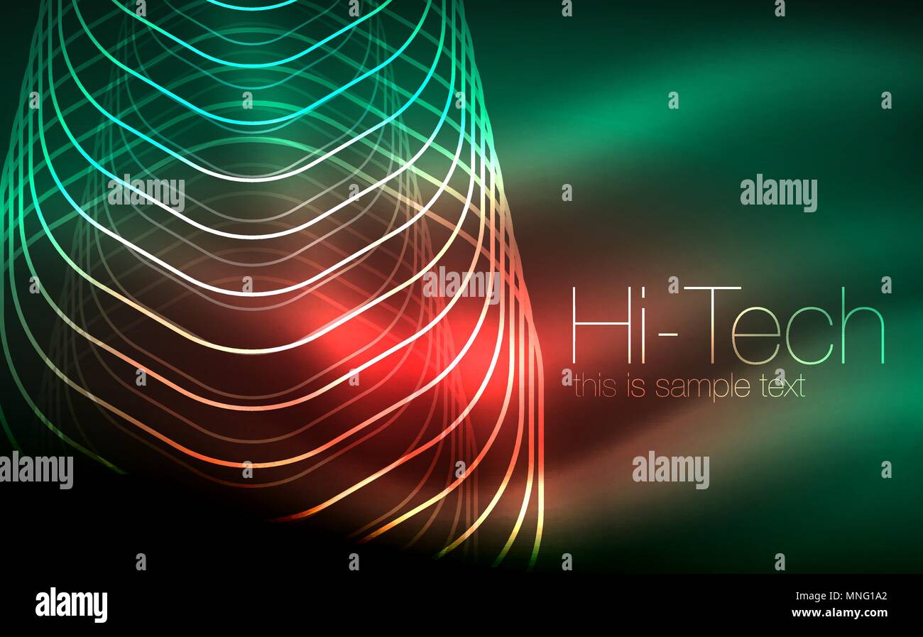 Outline hexagons, glowing geometric shapes, digital techno abstract ...