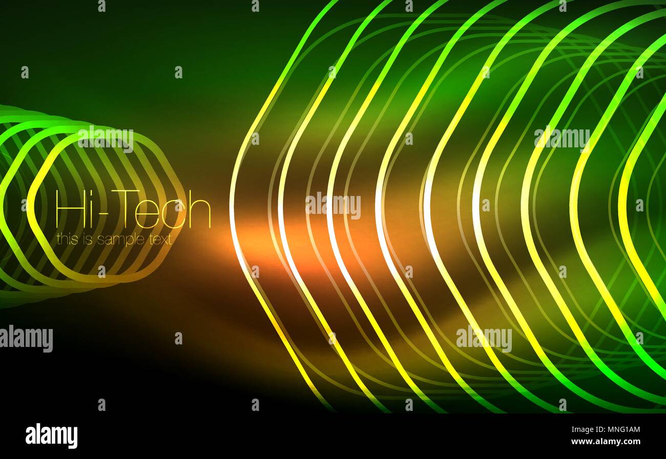 Outline hexagons, glowing geometric shapes, digital techno abstract ...