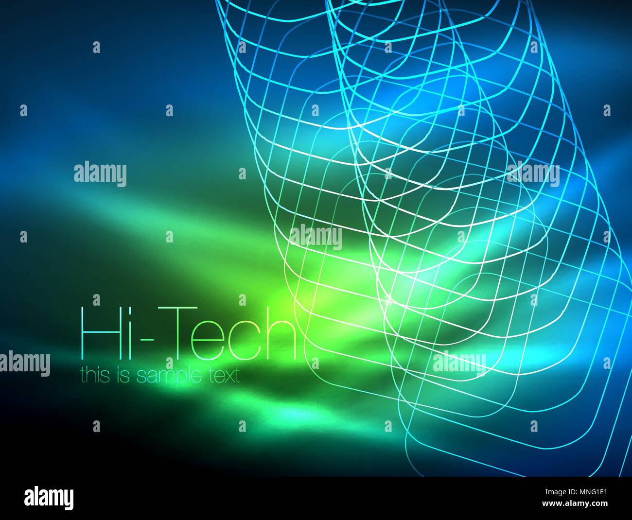 Neon glowing outline squares in dark. Neon glowing outline squares in ...