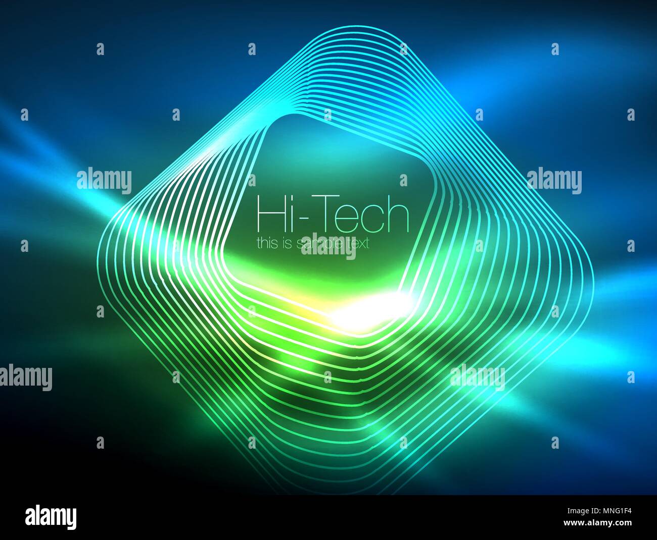 Neon glowing outline squares in dark. Neon glowing outline squares in ...