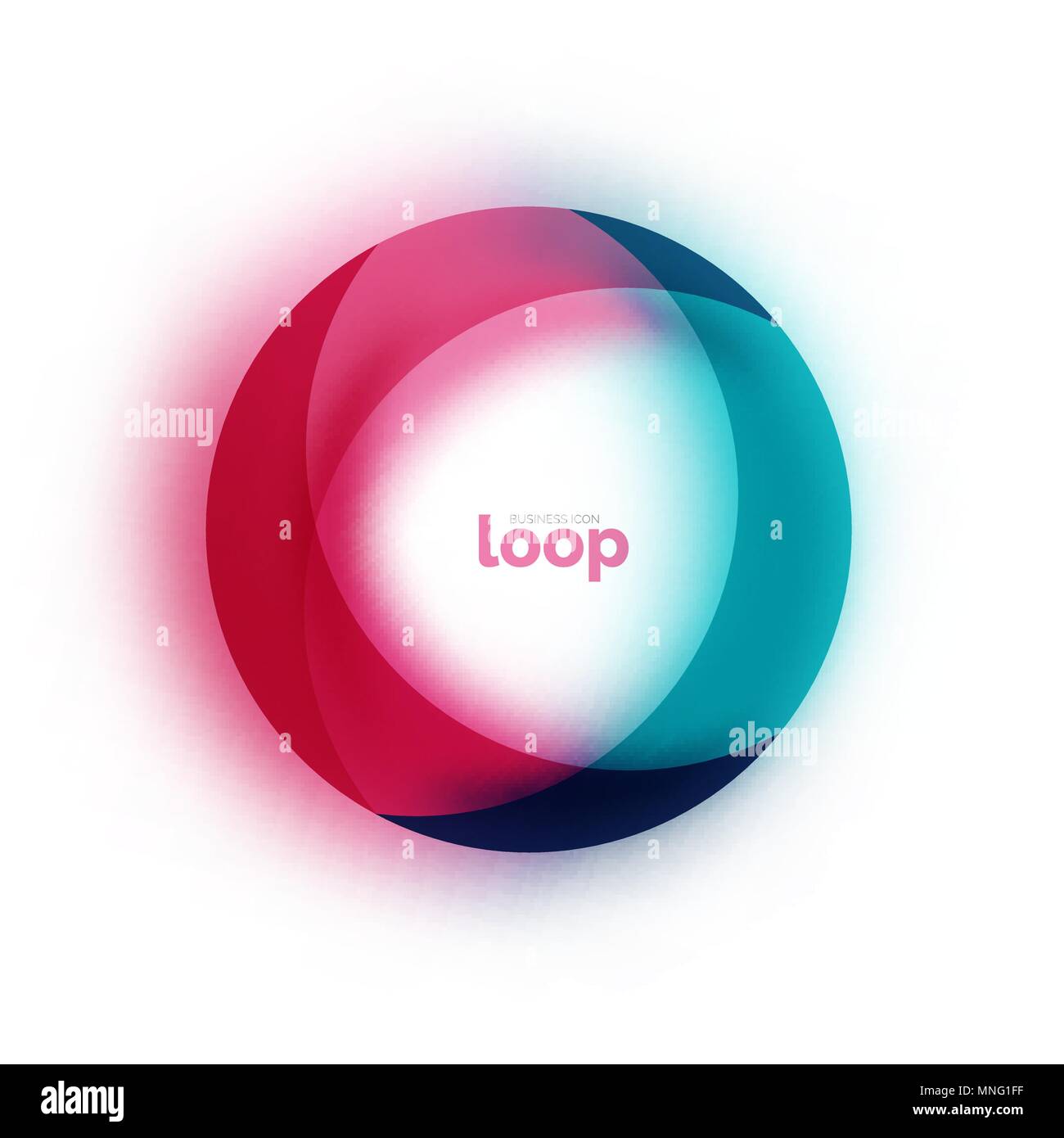 Loop circle business icon, created with glass transparent color shapes ...