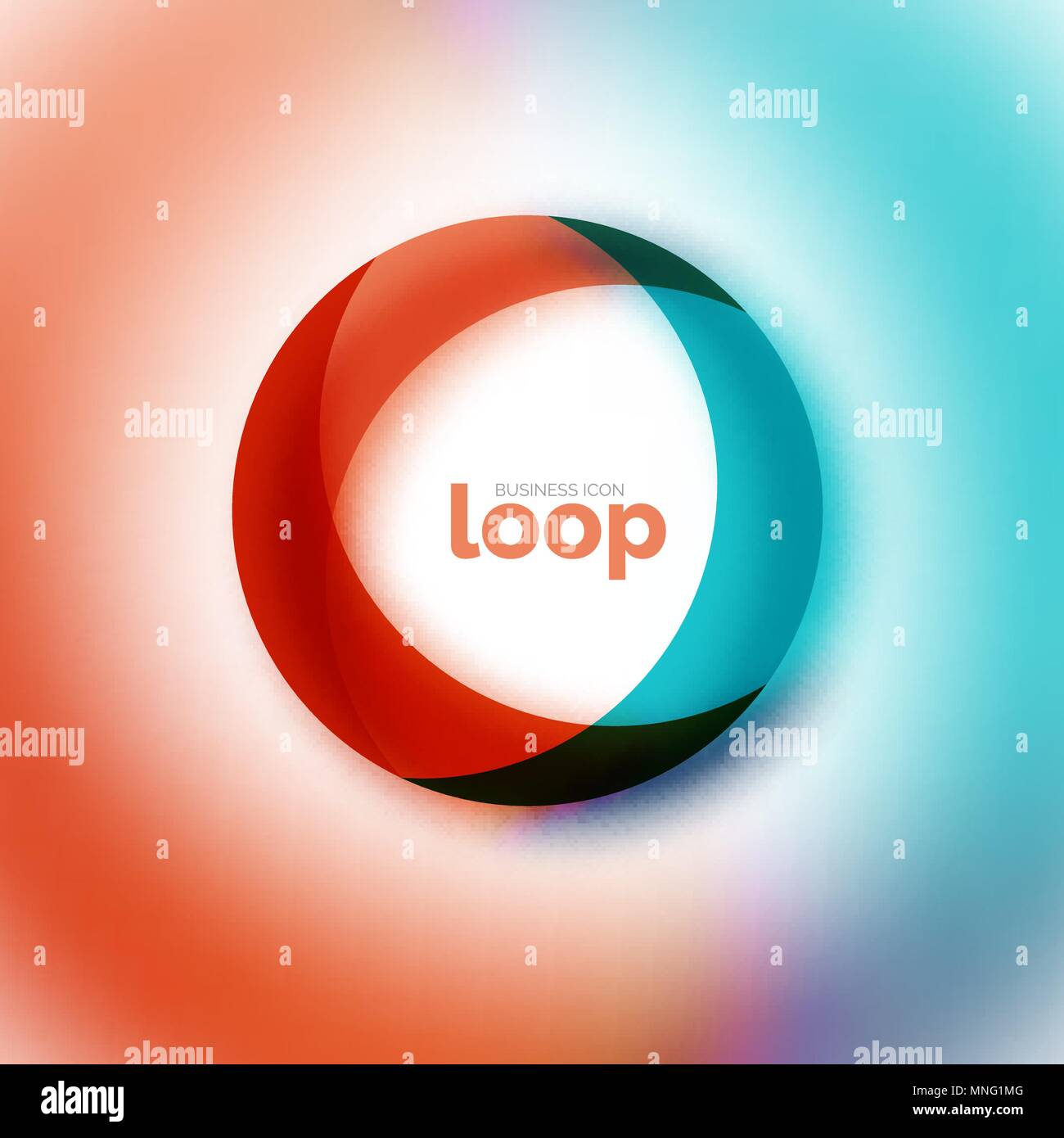 Loop circle business icon, created with glass transparent color shapes ...