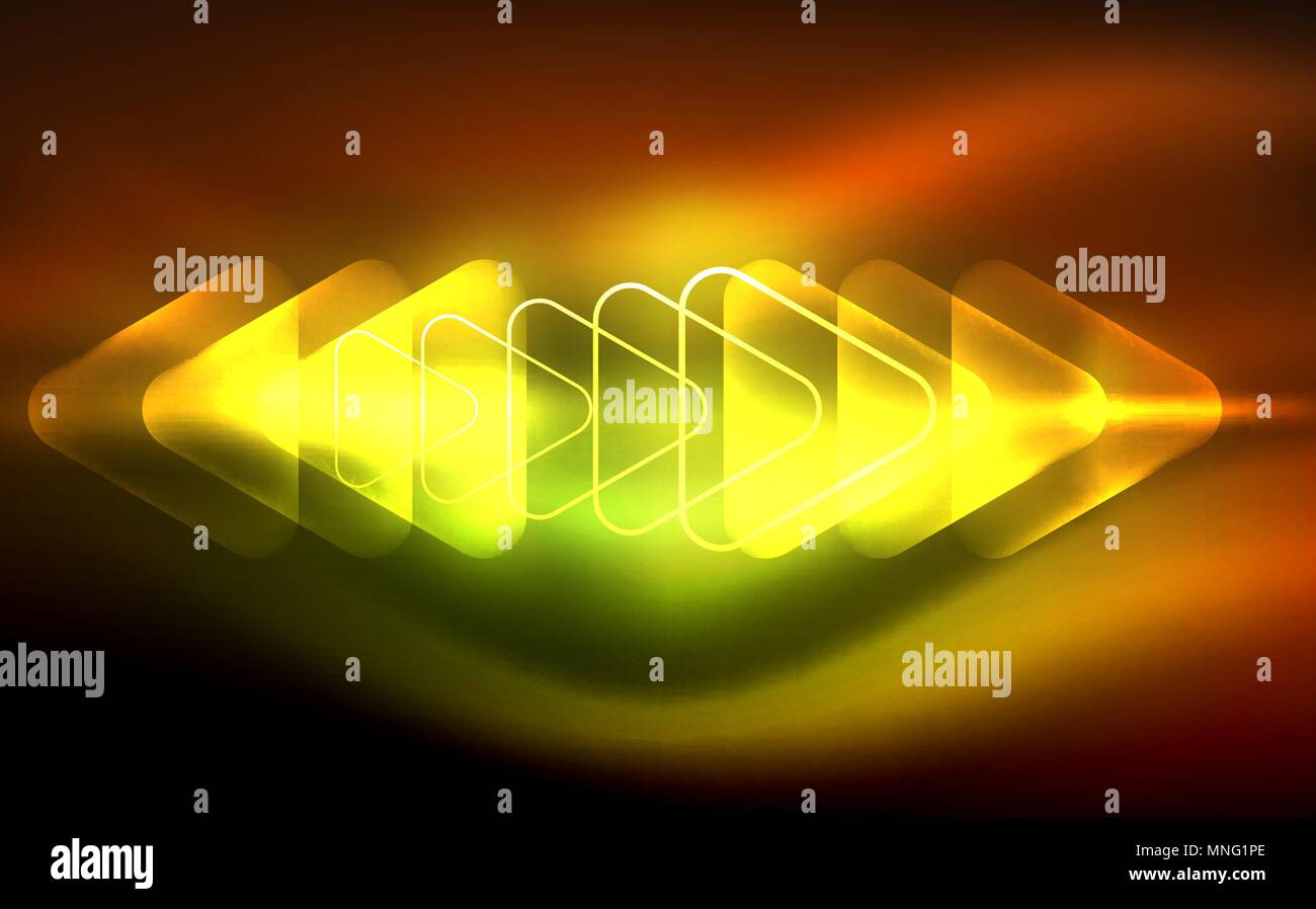 Glowing vector triangle geometric shapes in dark space. Glowing vector ...