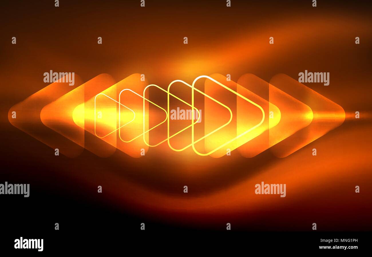 Glowing vector triangle geometric shapes in dark space. Glowing vector ...