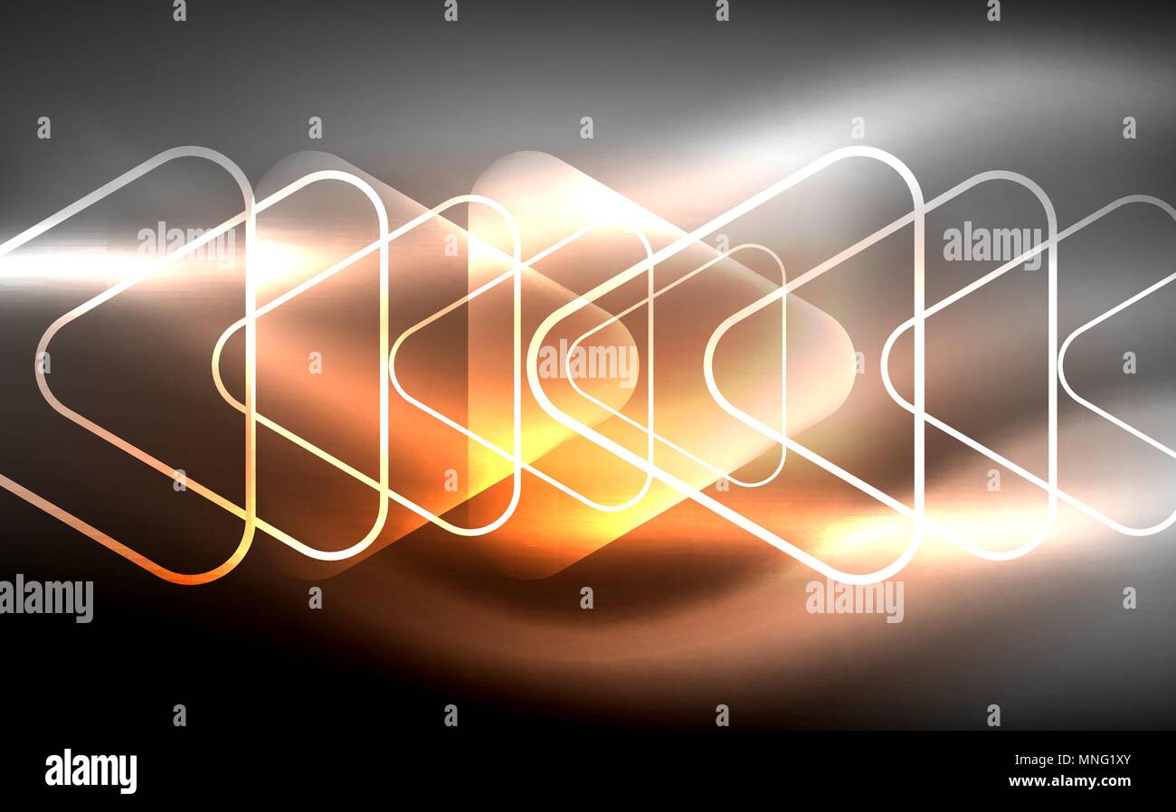 Glowing vector triangle geometric shapes in dark space. Glowing vector ...