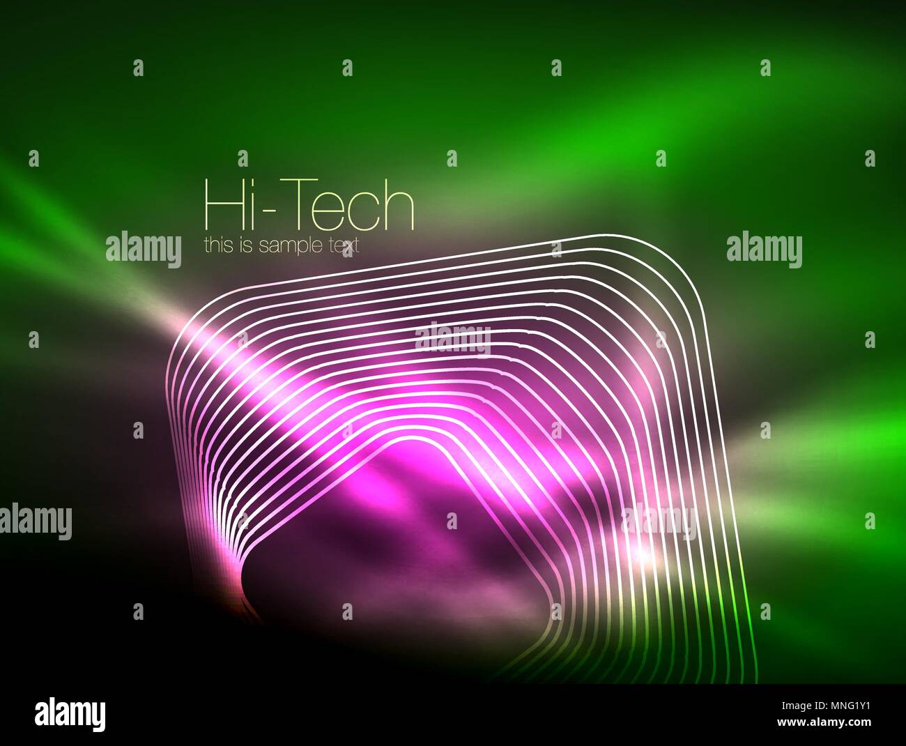 Neon glowing outline squares in dark. Neon glowing outline squares in ...