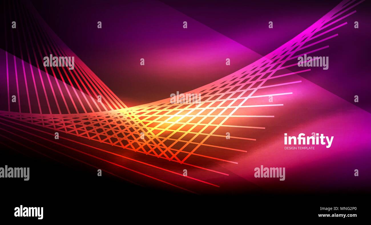 Shiny straight lines on dark background, techno digital modern template ...