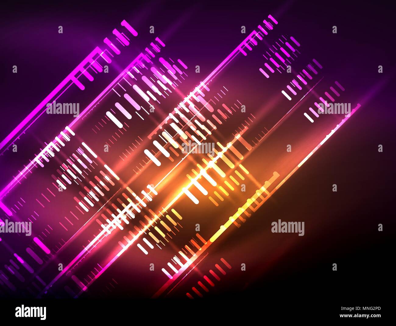 Futuristic neon lights on dark background, digital abstract techno ...