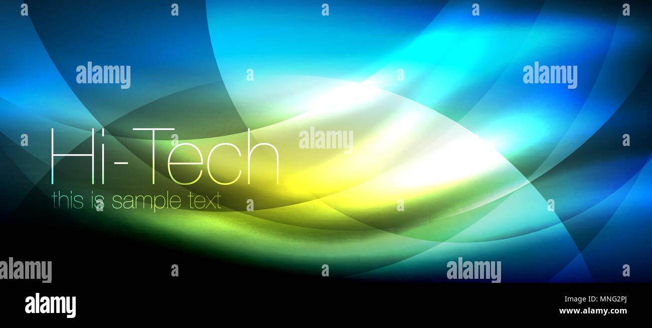 Glossy light effect neon glowing waves, shiny lights. Glossy light ...