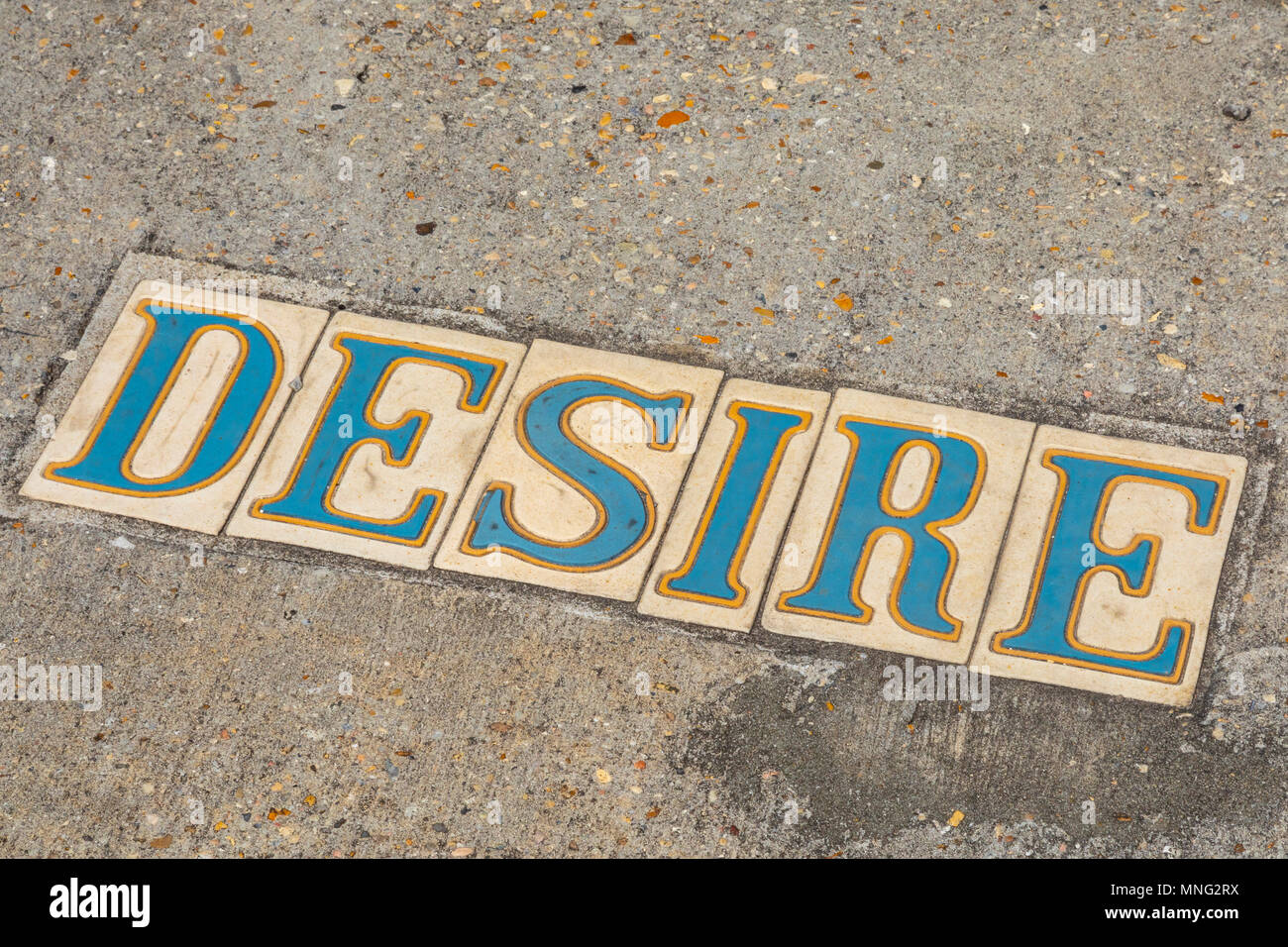 New Orleans, Louisiana - A marker on the sidewalk for Desire Street in ...
