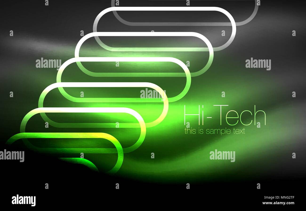 Glowing ellipses dark background, waves and swirl, neon light effect ...