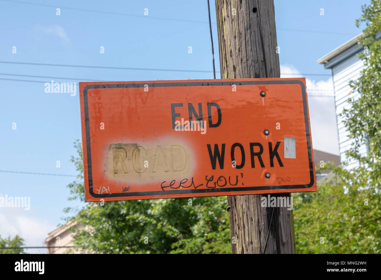 Road work sign hi-res stock photography and images - Alamy