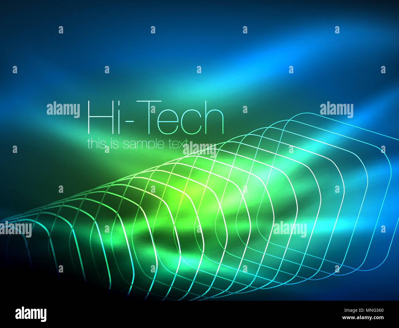 Neon glowing outline squares in dark. Neon glowing outline squares in ...