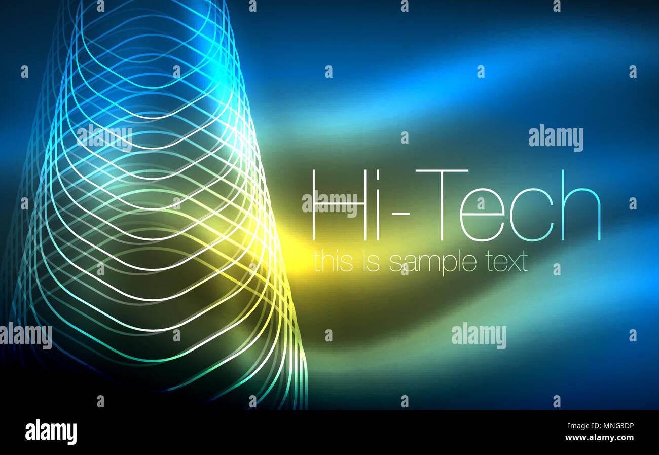 Outline hexagons, glowing geometric shapes, digital techno abstract background. Outline hexagons ...