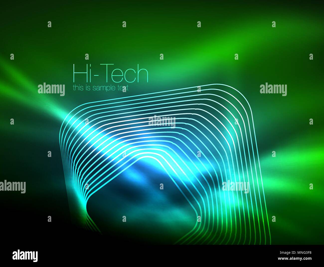 Neon glowing outline squares in dark. Neon glowing outline squares in ...