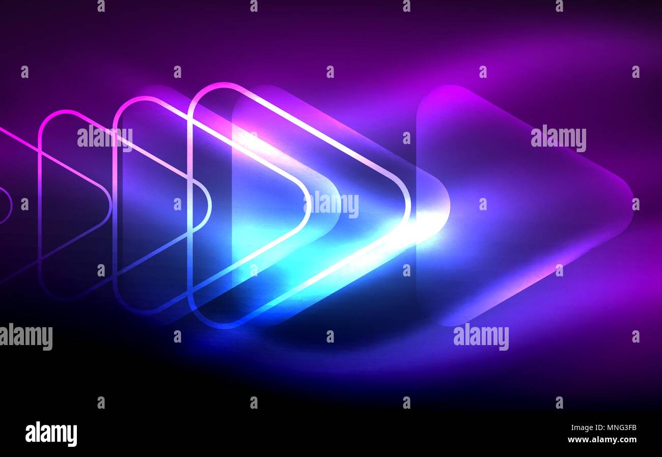 Glowing vector triangle geometric shapes in dark space. Glowing vector ...