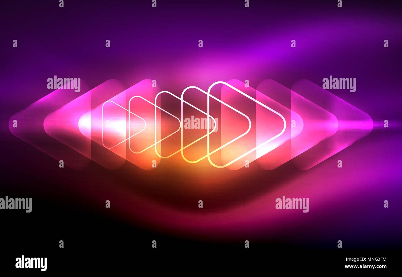 Glowing vector triangle geometric shapes in dark space. Glowing vector ...