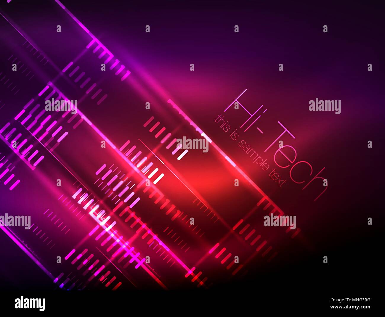 Futuristic neon lights on dark background, digital abstract techno ...