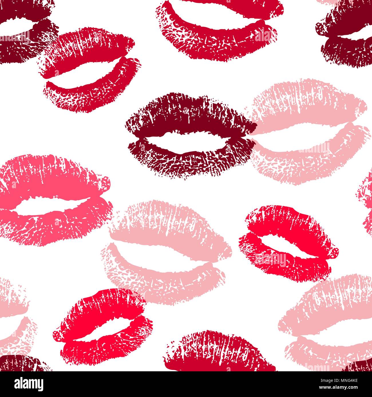 Vector seamless pattern with pink and red stamps of lipstick kisses ...