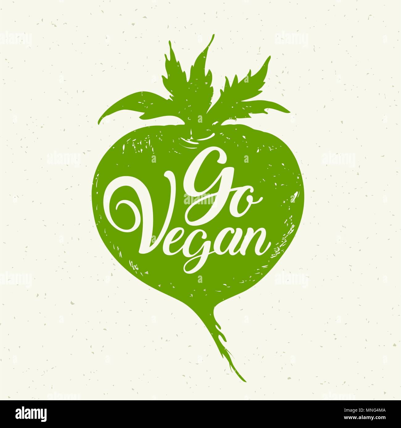 Green root vegetable and lettering Go vegan. Vegetarian lifestyle ...