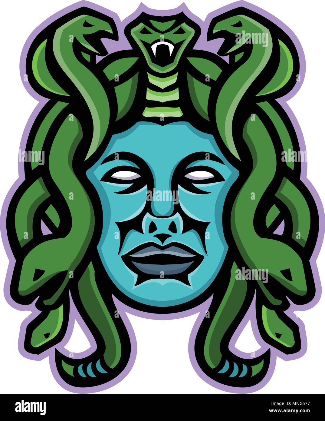 Mascot icon illustration of head of Medusa, in Greek mythology, a ...