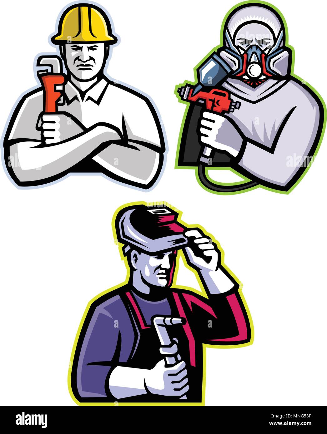 Welder vector cartoon illustration hi-res stock photography and images ...