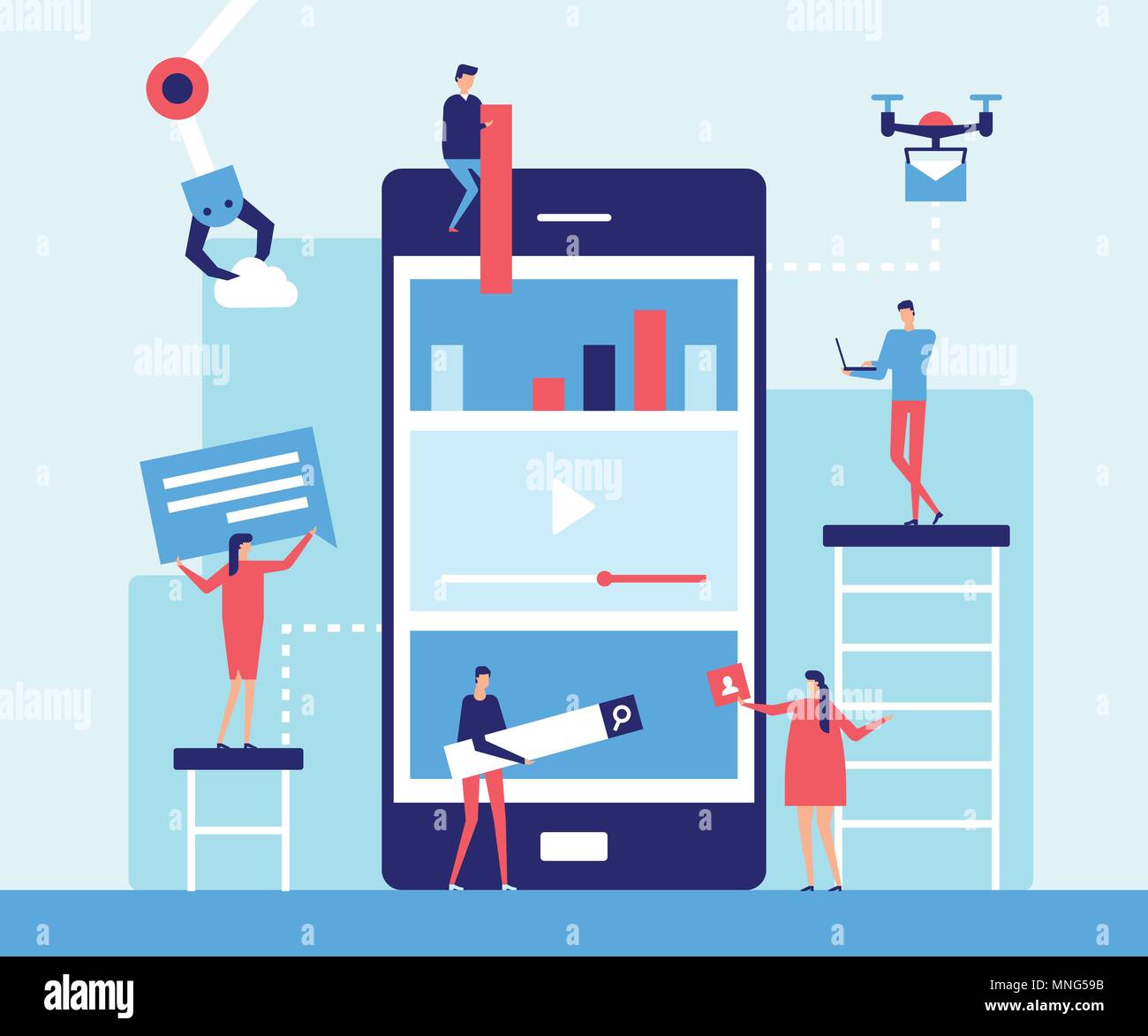 Mobile app development - flat design style illustration Stock Vector ...