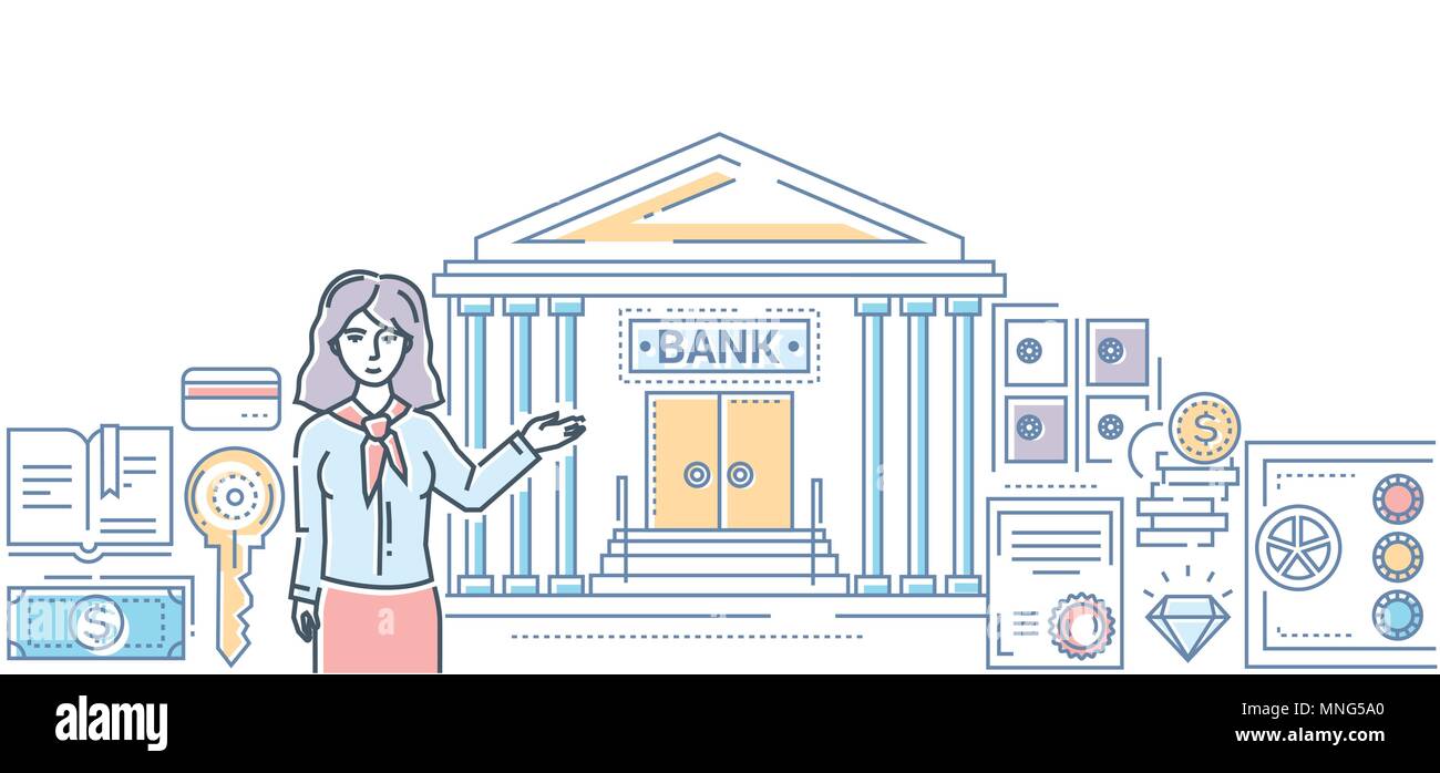 Banking industry - modern line design style colorful illustration Stock ...