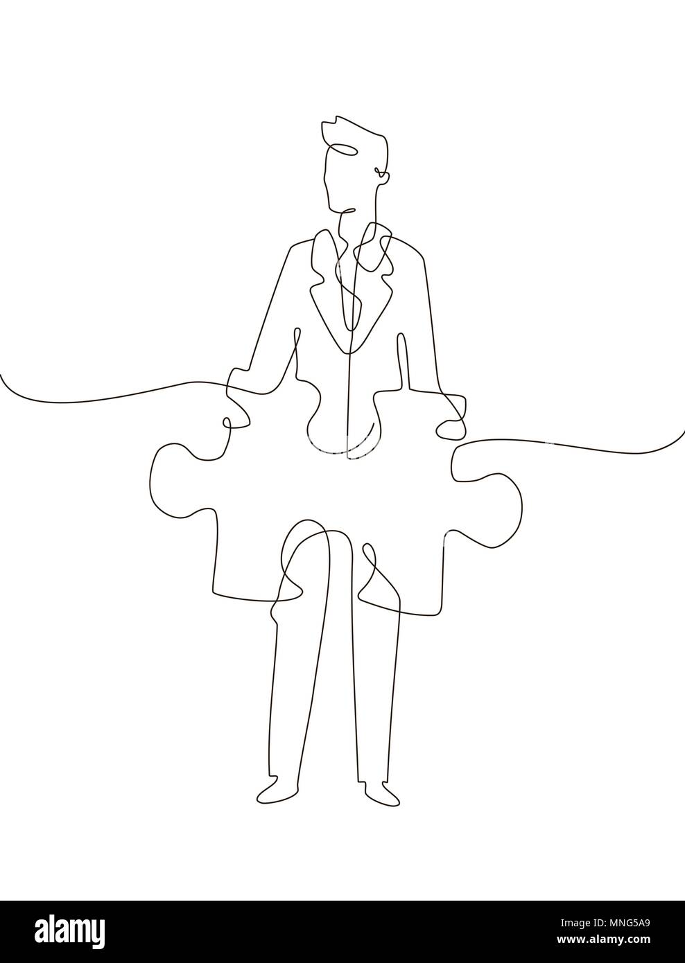 Businessman - one line design style illustration Stock Vector Image ...
