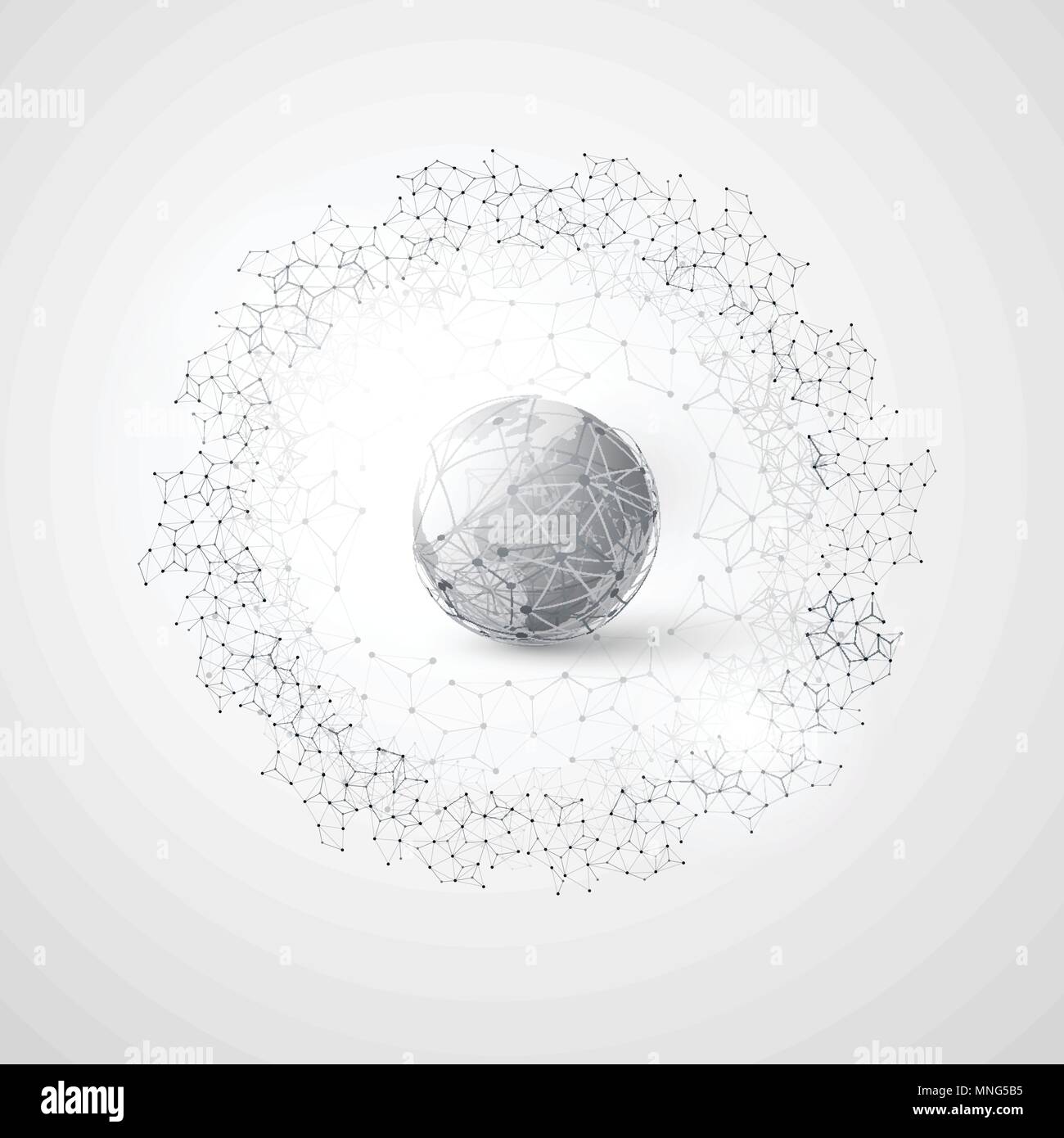 Abstract Cloud Computing and Global Network Connections Concept Design with Transparent ...
