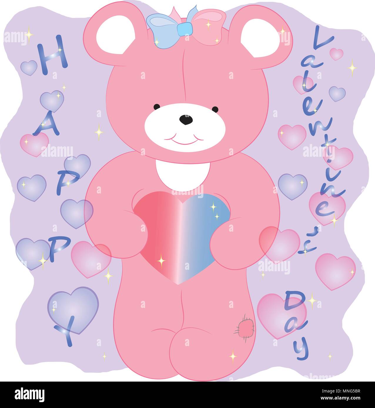 Teddy bear pink hearts Stock Vector Images - Alamy