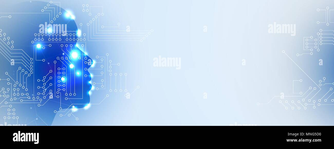 Abstract Artificial intelligence. Technology web background. Virtual ...