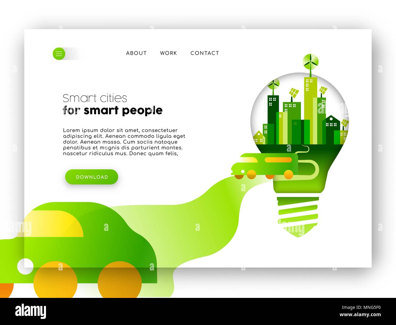 Landing page for eco friendly smart city campaign. Online internet ...